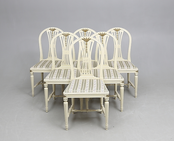 STOLAR, 6 st, "Axet",1900-tal. Möbler - Fåtöljer & Stolar - Auctionet