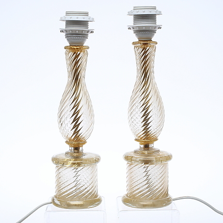 A pair of TABLE LAMPS, glass, probably Italy, 1900s/2000s. Lighting ...