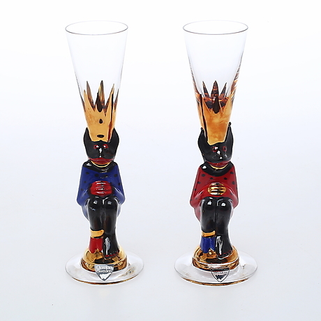 SNAP GLASS, 2 pcs, glass, "Nobel", Gunnar Cyrén, Orrefors. Glass ...