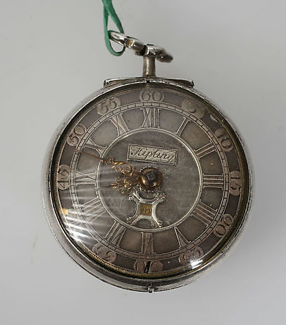 SPINDLE CLOCK, case and outer case silver, movement signed W Kipling ...