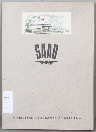 EBBE FOG. original litografier, SAAB, 4 delar, signerade. Konst ...
