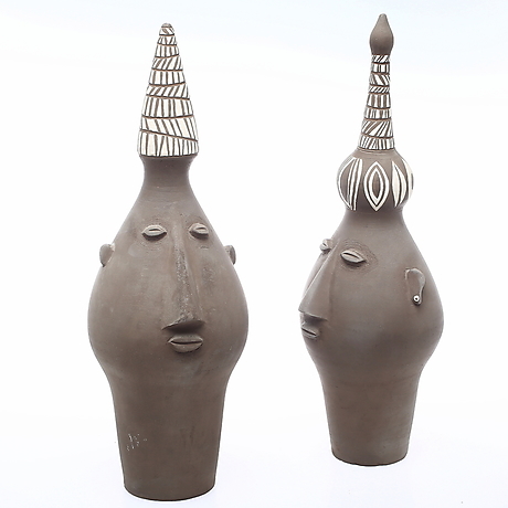 TOM MÖLLER. 2 pcs, figurines, ceramics, signed. 1950s. Art - Sculptures ...