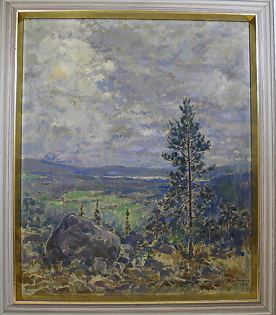 AXEL ERDMANN. oil on Board, forest landscape, signed, dated 1949. Art ...