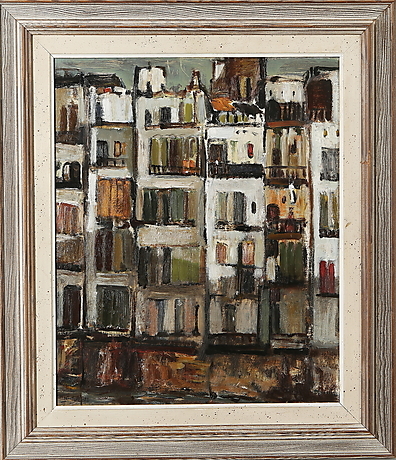 SVEN ERIK HELLQUIST. City environment, oil on Board, signed and dated ...