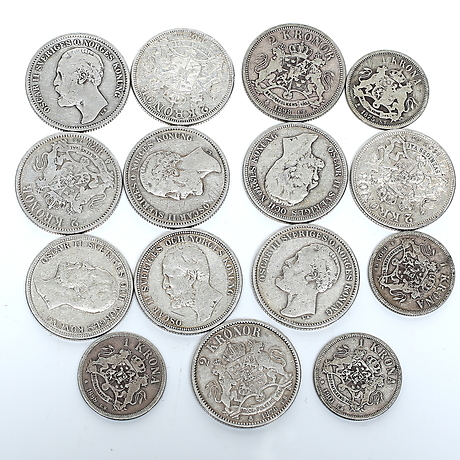 MYNT, 15 st, silver, 1kr-2kr Sverige 1875-1907. Mynt, Medaljer ...