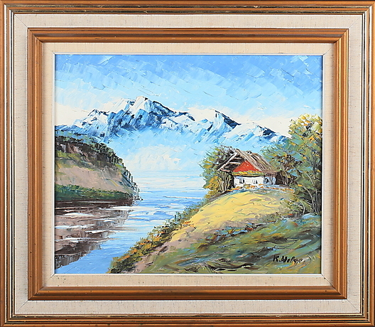KARL HELGO. Mountain landscape, oil on canvas, signed. Art - Paintings ...