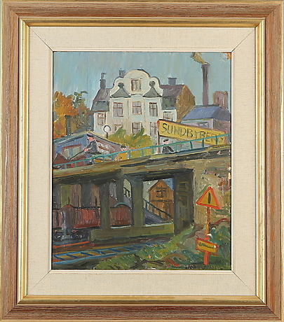 JOHN CARLSSON. Oil on Board, motif from Sundbyberg, signed and dated ...