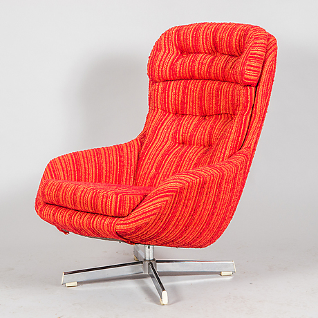 SPINNING ARMCHAIR, red upholstery, 1960s/1970s. Furniture - Armchairs ...