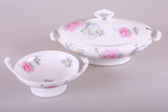 TERRIN and BOWL, Rörstrand, matte roses, early 20th century. Ceramics ...