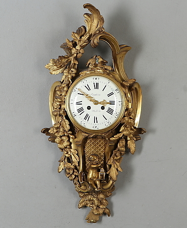 WALL CLOCK, bronzed bronze, Engströms, Stockholm, Rococo style, mid ...