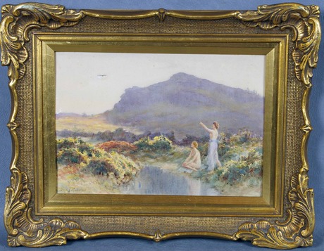 FRED J. KNOWLES. girls by watercourses, watercolor. Art - Paintings ...