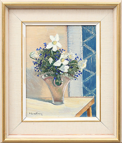KARL LUNDBORG. Still life with flowers, oil on Board, signed K Lundborg ...