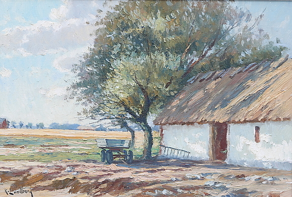 KARL LUNDBORG. "August Day" motif from Gislöv. Oil on canvas. Signed K ...