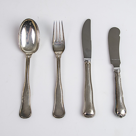 CUTLERY SET, 41 parts, incl. a. "Old Danish", silver. Silver & Metals ...