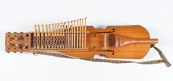 KEY HARP, various types of wood, decoration of flowers, indistinct ...