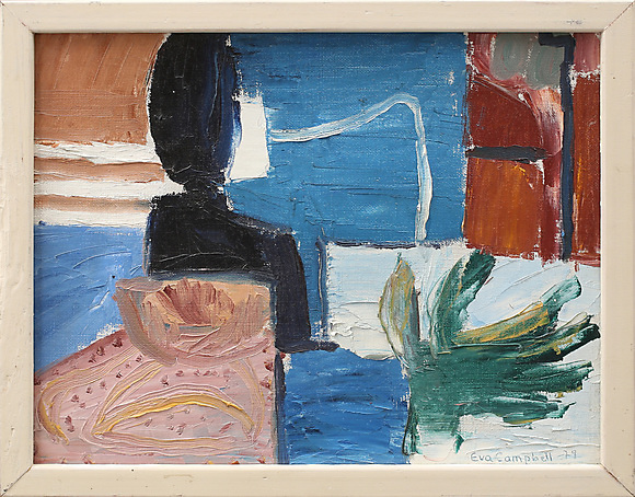 EVA CAMPBELL. Komposition, olja på duk, signerad och daterad -79. Konst ...