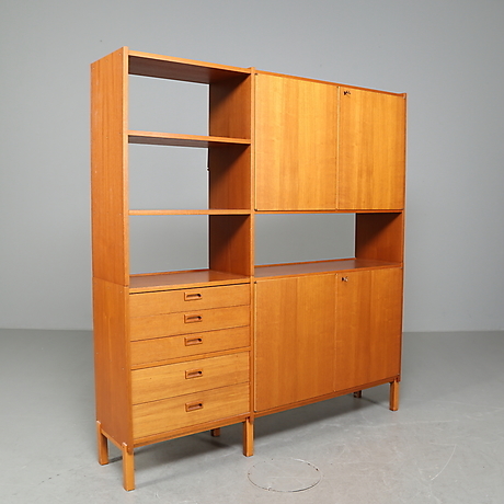 SHELVING SYSTEM, teak in two parts, mid-20th century. Furniture ...