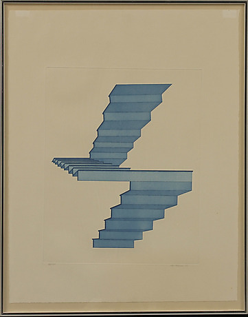 CARL MAGNUS. Composition. Color etching, signed and numbered 36/125 ...