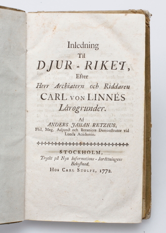 BOK, Inledning till djur-riket Carl von Linnes lärogrunder, Anders ...