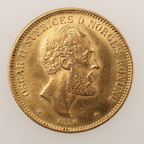 GOLD COIN, Oscar II, SEK 20, 1874. Coins, Medals & Stamps - Coins ...