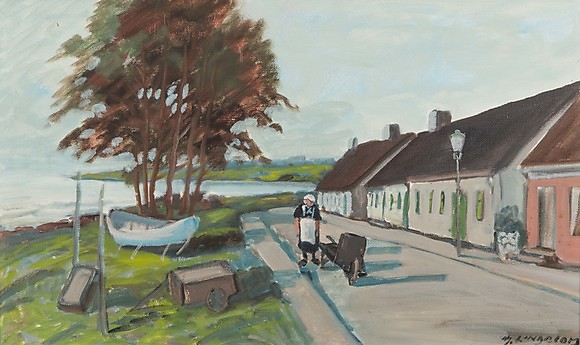 HJALMAR LINDBLOM. The brush houses, oil on canvas, signed Hj. Lindblom ...