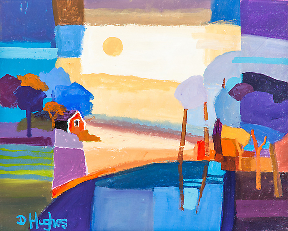 DON HUGHES. Landscape composition, oil on canvas, signed D. Hughes. Art ...