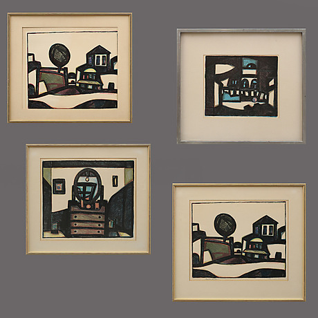 MAX GREGOR CARLSSON. Color lithographs 4 pcs, signed and one numbered ...