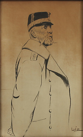 EMIL ÖSTERMAN. Oscar II, ink drawing, signed. Art - Paintings - Auctionet