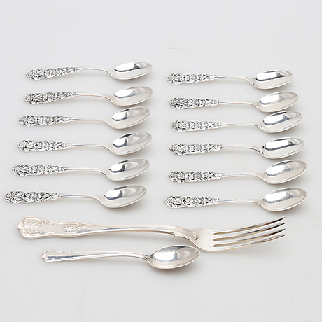 COFFEE SPOONS, 12 pcs, silver, Torvald Marthinsen Sölvvarefabrik ...