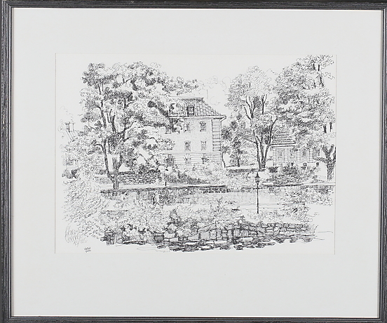 CLAES FOLCKER. Gävlemotiv, litografier, 4 st, signerade samt numrerade ...