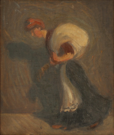 GÖSTA SANDELS. Attributed to. "The Red Anvil". Oil on canvas. Executed ...