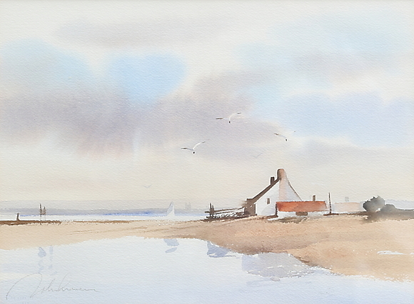 JOHN FREDERICK LAWRENCE. Coastal motif. Watercolor, signed. Art ...