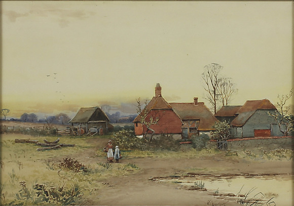 WILLIAM WILL ANDERSON. Farm motif, watercolor, signed. Art - Paintings ...