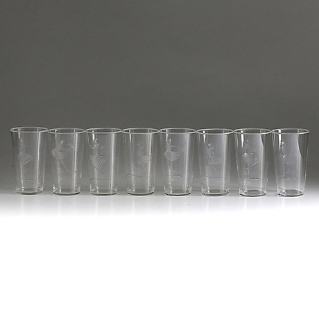 BEER/GROGG GLASS, 8 pcs., Art Deco, 1930s. Glass - Tableware - Auctionet