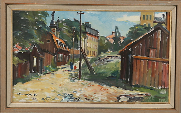 OLOF BENANDER. Motif from Söder, oil on canvas, signed and dated 1961 ...
