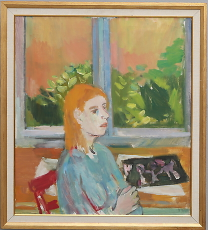 NILS NILSSON, female portrait, monogram signed, oil on canvas. Art ...