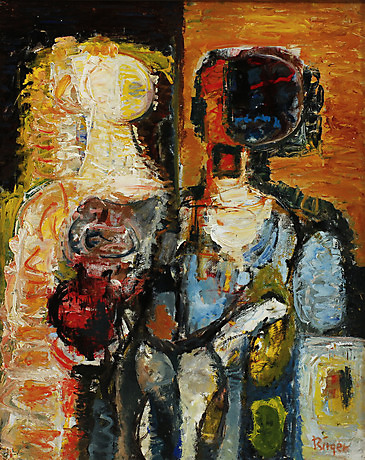 BIRGER BIRGER-ERICSON. Figure scene, oil on Board, signed. Art ...