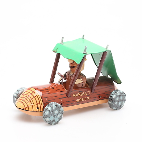 COCHE DE JUGUETE, Barney Rubble Rubble's Wreck Log car Friction Tin ...