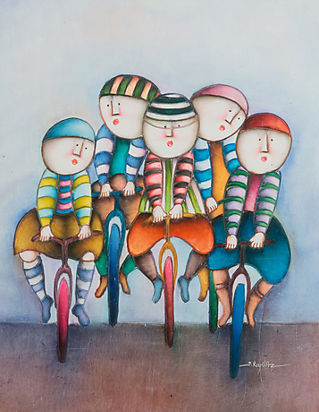 JOYCE ROYBAL. Cycling child, oil on canvas, signed J. Roybal. Art ...