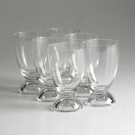 VINGLAS, 6 st. Vasa, Simon Gate, Orrefors. Glas - Serviser - Auctionet