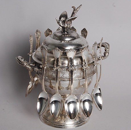 CAVIAR STAND, with spoons, early 20th century. Silver & Metals - Other ...