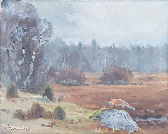 LINDORM LILJEFORS. Fox motif, oil on Board, signed and dated -63. Art ...