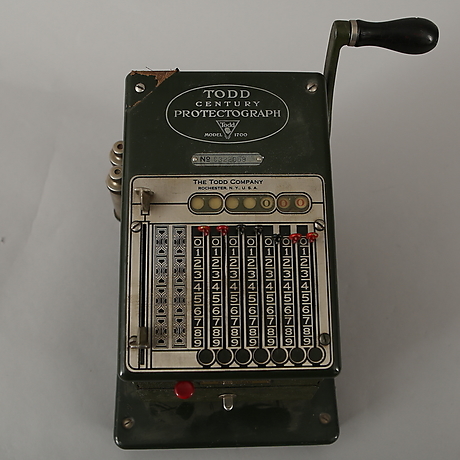 CHECK PRINTER, Todd Century Protectograph, Model 1700. Miscellaneous ...