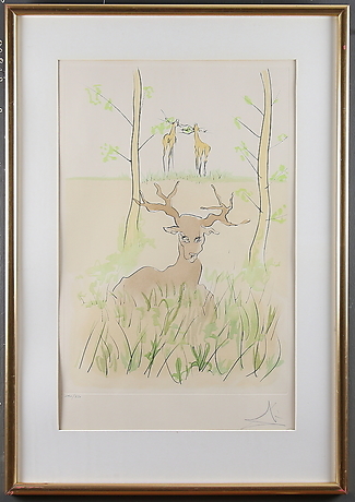 SALVADOR DALÍ. "The sick stag", from "Le bestiaire de La Fontaine ...
