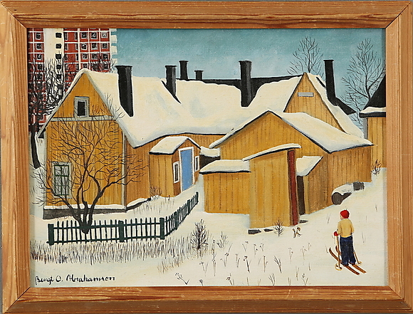 BENGT OLOV ABRAHAMSSON. "Fågelsångens baksida, Gröndal", olja på duk ...