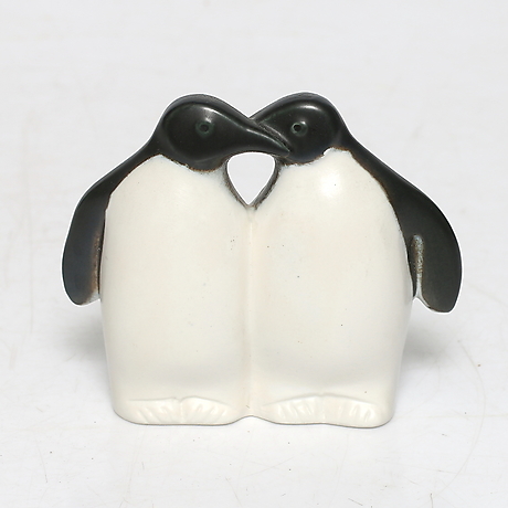 LISA LARSON. figurine, stoneware, penguins from Noah's Ark, Gustavsberg ...