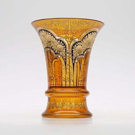 VASE, ground glass with gilded decoration. Bohemia, around 1900. Glass ...