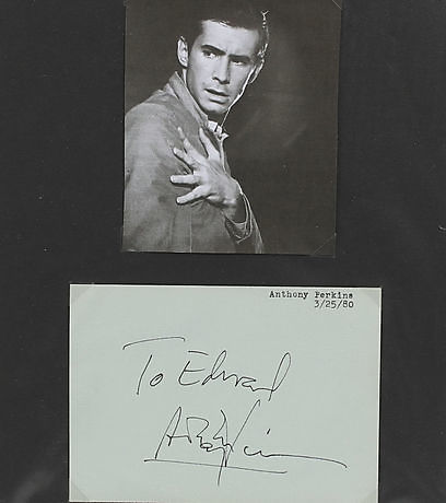 AUTOGRAPH, ANTHONY PERKINS. Books, Maps & Manuscripts - Auctionet