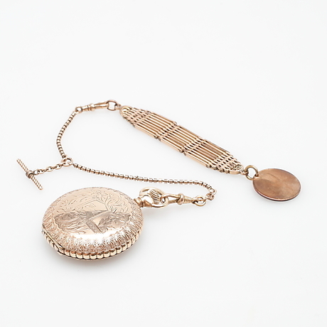 POCKET WATCH, 8-9K red gold, Sun-Dial, USA. Clocks & Watches - Pocket ...