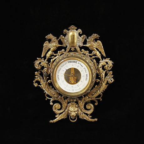 WALL CLOCK and BAROMETER in brass frames, France. Clocks & Watches ...